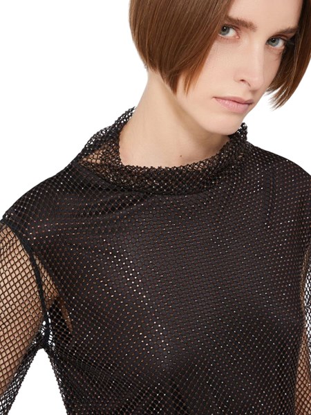 sportmax Mesh T-shirt with Rhinestones - BLACK available on ...